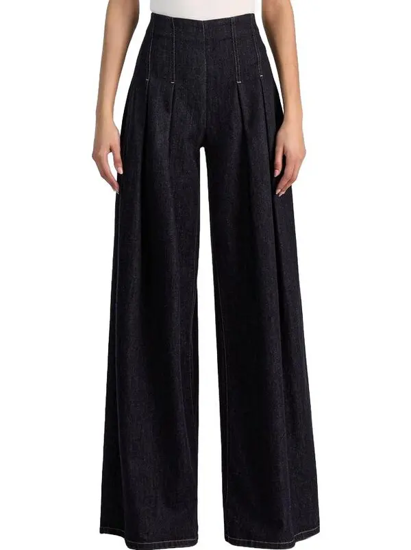 Alice + Olivia Henry Pleated Denim Pant - Denim / Navy