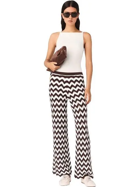Maje Zigzag Crochet Trousers - Brown