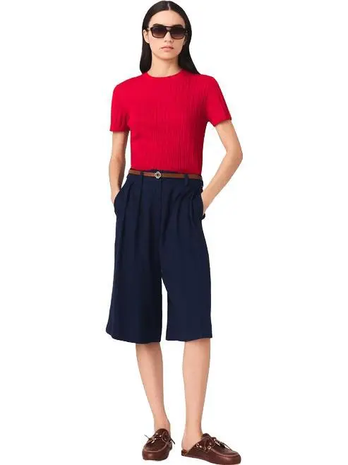 Maje Linen-blend Bermuda Shorts - Black