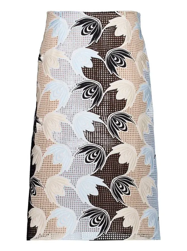 Marni Floral Broderie Anglaise Midi Skirt - Multicolour