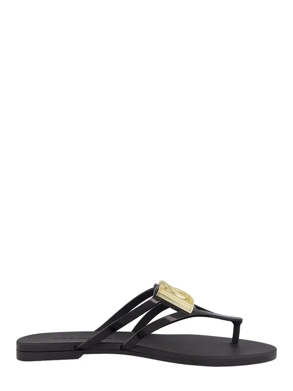 Dolce & Gabbana Rubber Dg Logo Beach Slides - Black