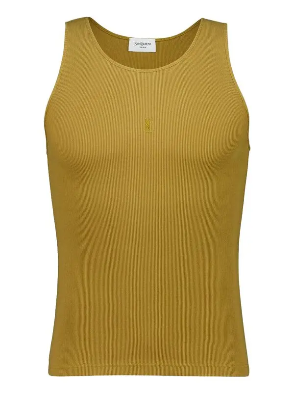 Saint Laurent Ribbed Tank Top With Cassandre Embroidery - Orange