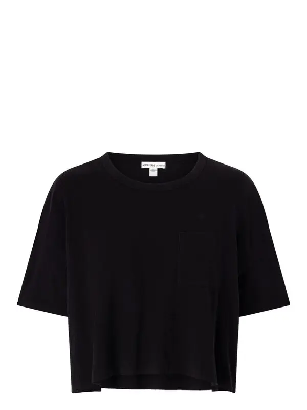 JAMES PERSE Cropped Cotton-blend Jersey T-shirt - Black