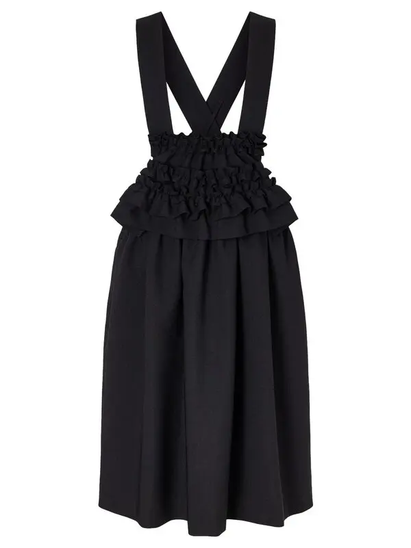 Comme Des Garçons Ruffled Stretch-georgette Midi Dress - Black