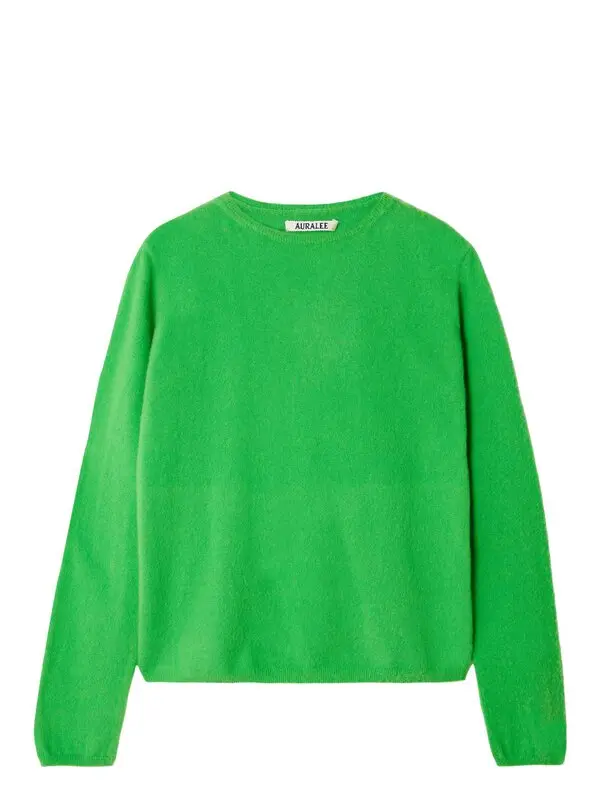Auralee Brushed Cashmere And Cotton-blend Sweater - Green