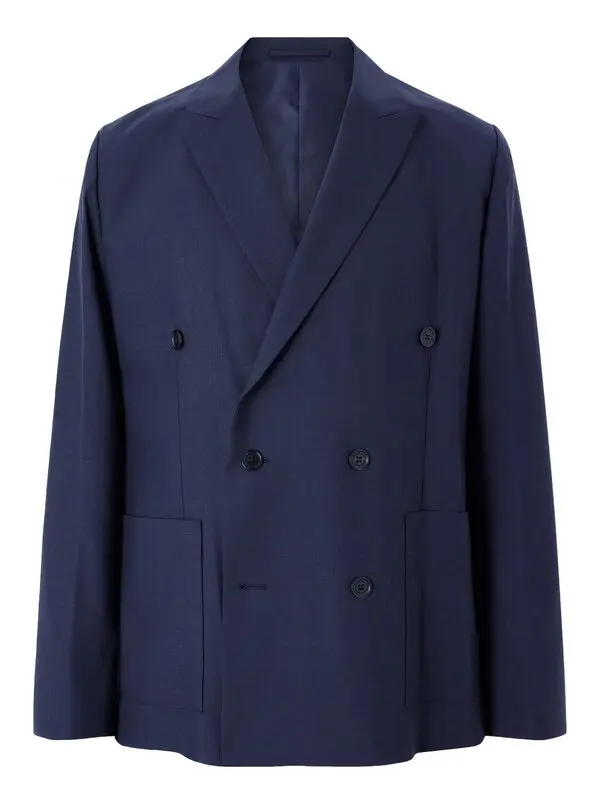 DE PETRILLO Linen And Cotton-blend Blazer - Navy