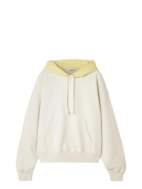 Auralee Two-tone Cotton-jersey Hoodie - Neutrals