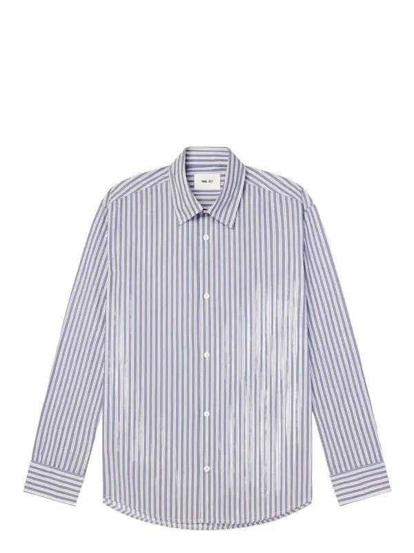 Nn07 Striped Cotton Shirt - Blue