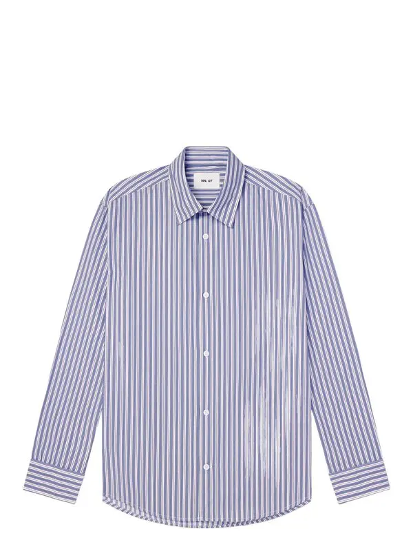 Nn07 Striped Cotton Shirt - Blue