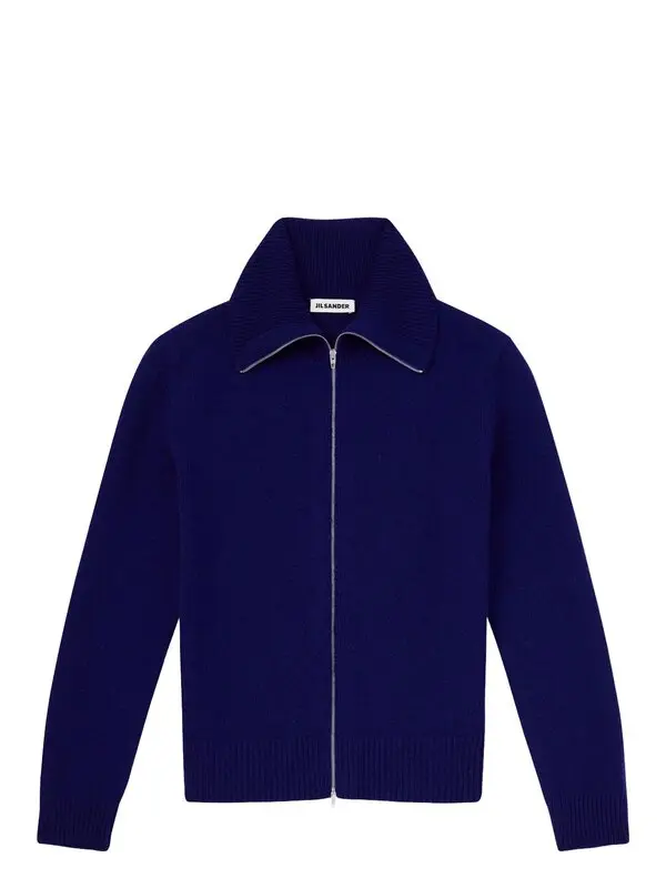 JIL SANDER Zip-up Wool-blend Sweater - Blue