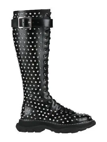 Alexander McQueen Leather Boots With Studs - Black