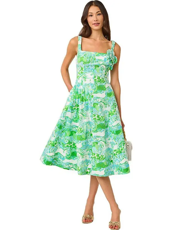 LILLY PULITZER Nelly Stretch Midi Dress - Capri Blue Galloping Gals