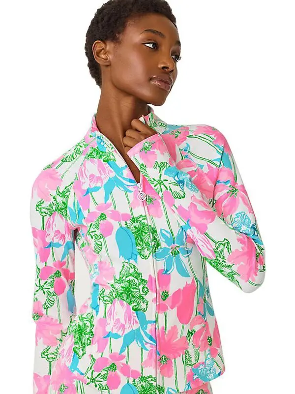 LILLY PULITZER Upf 50+ Luxletic Barbados Zip-up Jacket - Resort White Viney Liney