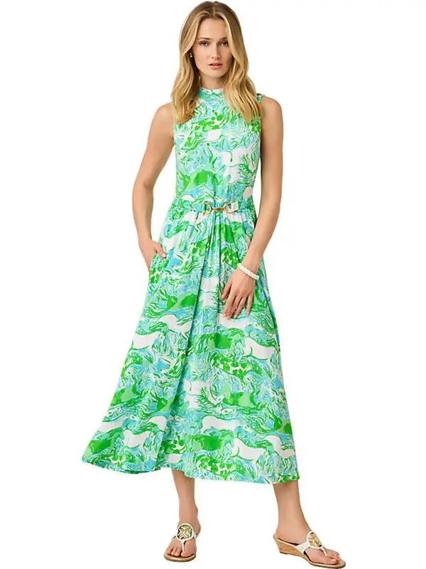 LILLY PULITZER Colman Midi Dress - Capri Blue Galloping Gals
