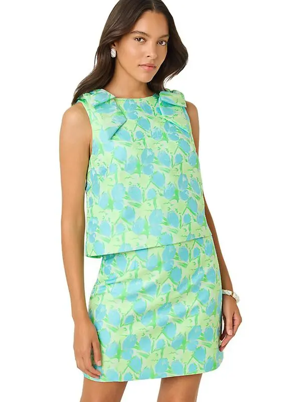 Lilly Pulitzer® Annaleese Sleeveless Top - Capri Blue Tulip Tango Jacquard