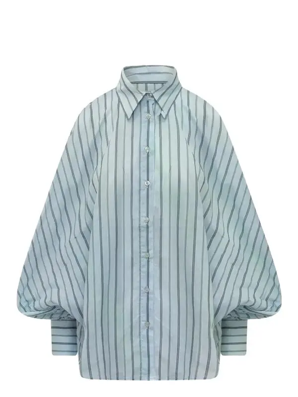 SOSUE Striped Long Sleeve Blouse - Blue