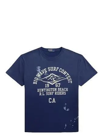Polo Ralph Lauren Classic Fit Jersey Graphic T-shirt T-shirt Size Cotton - Navy
