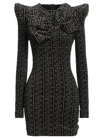 Balmain Mini Dress In Cotton And Metallic Polyester - Black