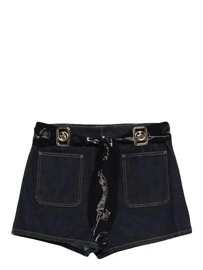 LANVIN Denim High-waisted Shorts - Blue