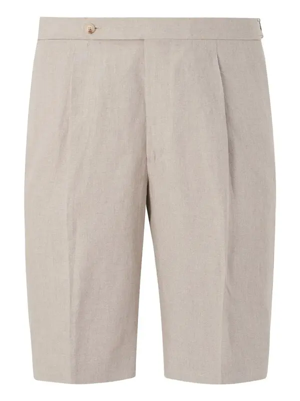 DE PETRILLO Straight-leg Linen Shorts - Neutrals