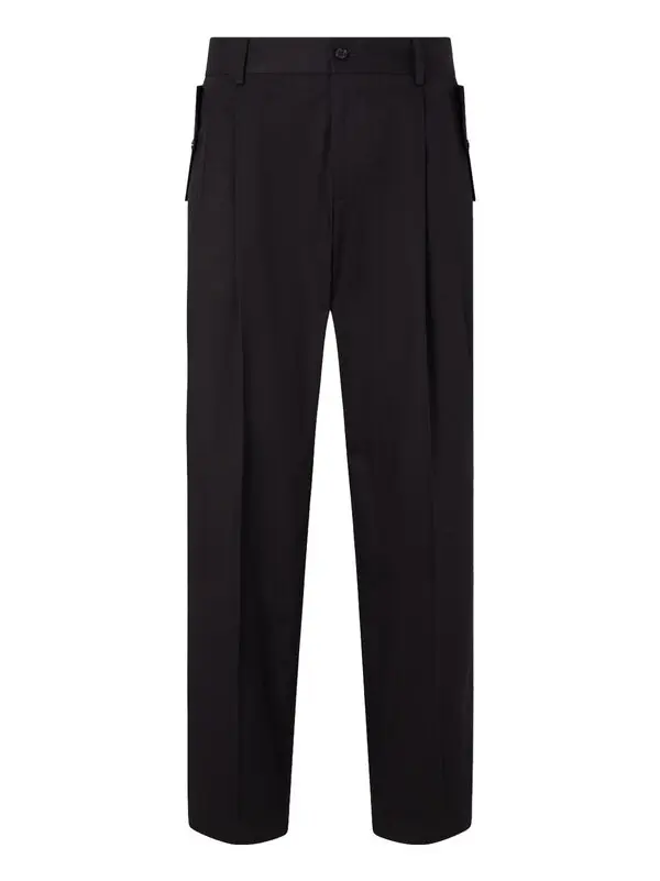 Dolce & Gabbana Pleated Cotton Trousers - Black
