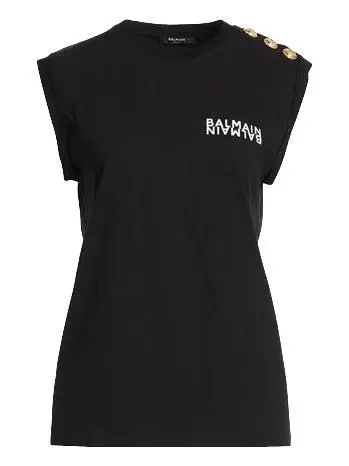 Balmain Printed Cotton T-shirt - Black