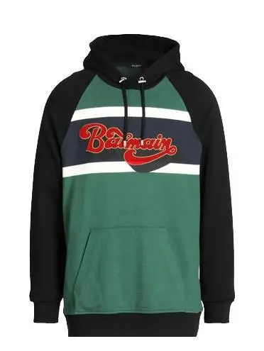 Balmain Cotton Flocked Logo Hoodie - Green