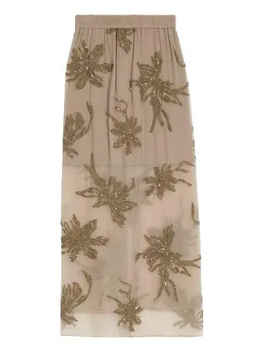 Brunello Cucinelli Maxi Flared Skirt - Sage Green