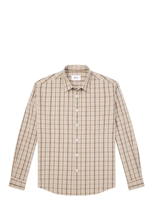 Nn07 Deon 50035 Checked Organic Cotton-poplin Shirt - Neutrals