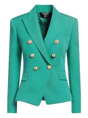Balmain Virgin Wool Double-breasted Blazer - Green