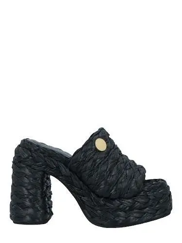 Stella McCartney Raffia Slide Sandals - Black