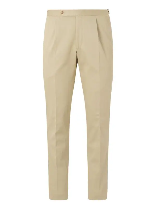 DE PETRILLO Straight-leg Cotton-blend Twill Trousers - Neutrals