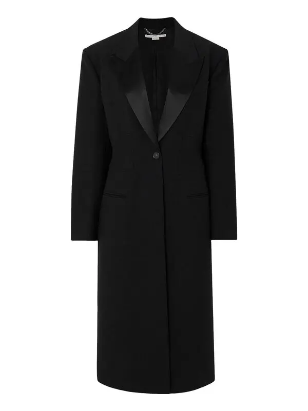 Stella McCartney Satin-trimmed Wool Coat - Black