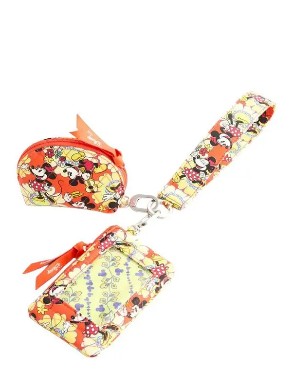 VERA BRADLEY Disney Dual Pouch Wide Wristlet In Mickey And Minnie Petal Floral - Multicolor