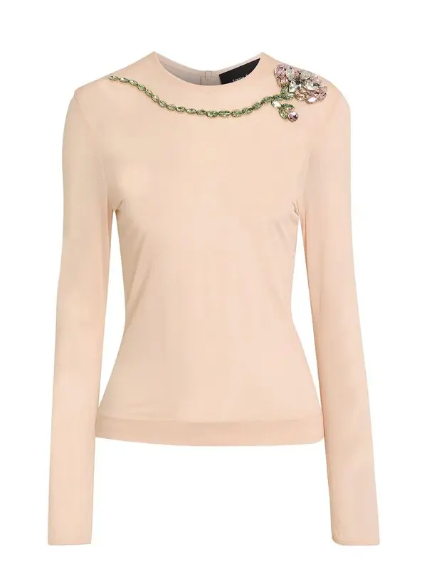 Simone Rocha Crystal-embellished Jersey Top - Blush