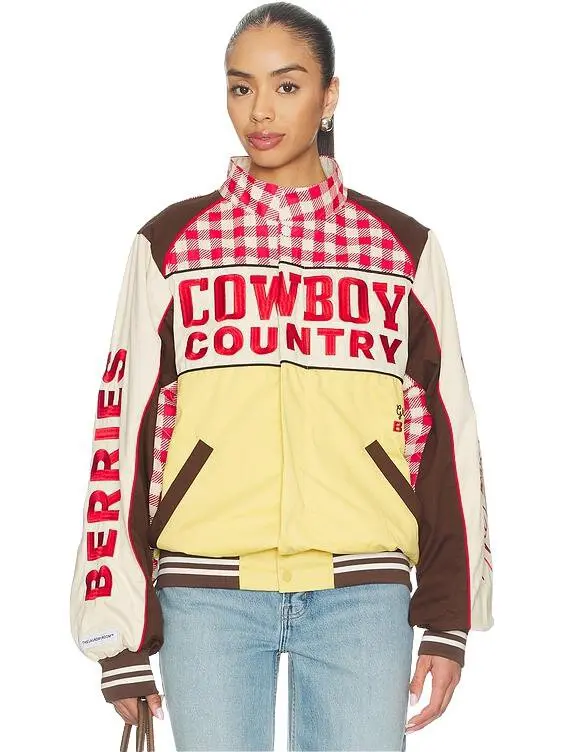 THE LAUNDRY ROOM Cowboy Country Grown Wild Berries Racing Jacket - Red Gingham