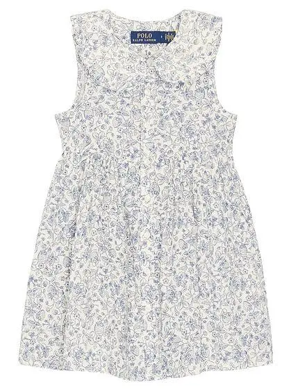 Polo Ralph Lauren Sleeveless Cotton Floral Button Shirt Dress In Blue - Strawberry Garden