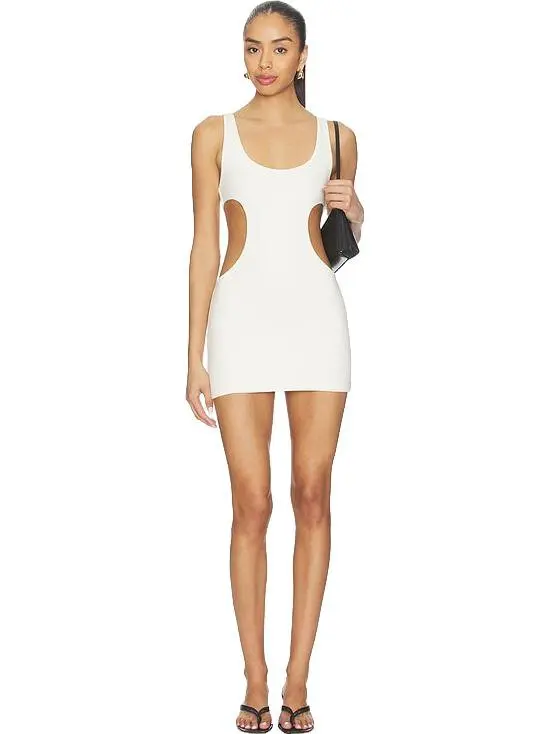 SKIMS Cotton Jersey Cut-out Mini Dress In Cream - Marble
