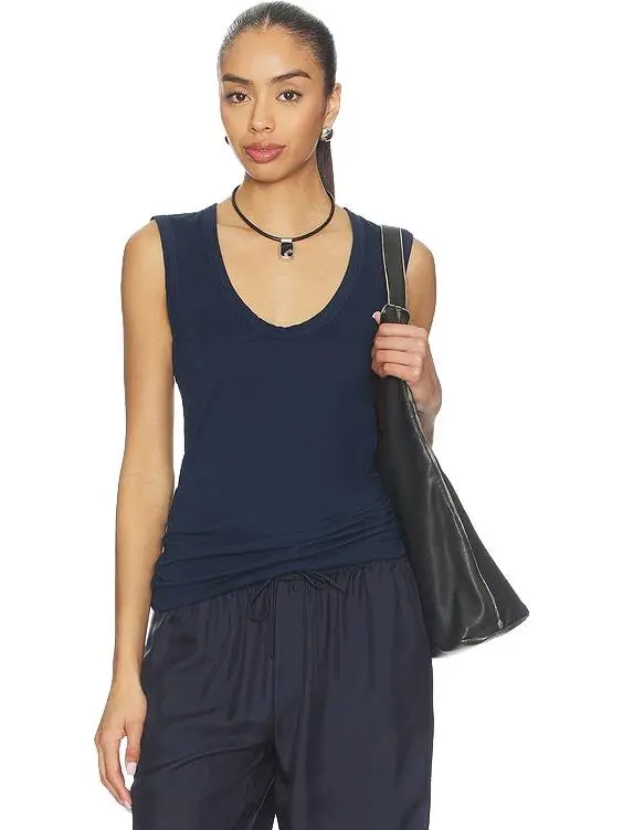 Velvet By Graham & Spencer Estina Scoop Neck Tank Top In Navy - Midnight