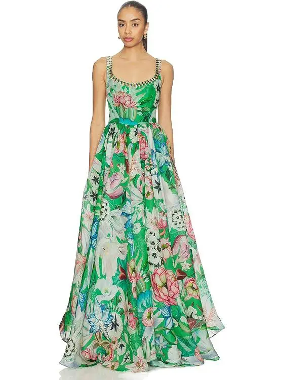 LA FUORI Gown - Tropical Rhapsody Printed