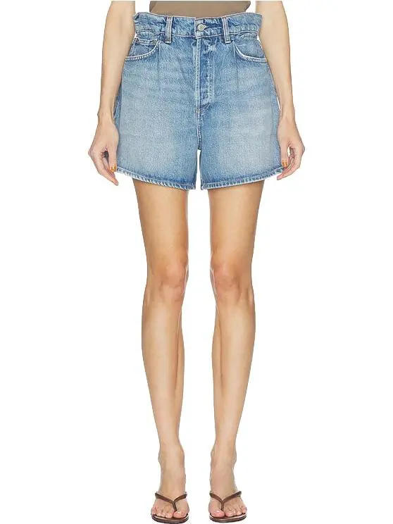 AGOLDE Lyonne Cinched Waist Denim Shorts - Outbreak