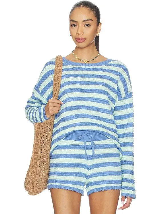 Beach Riot Beach Sweater In Blue,mint - Sapphire Sea