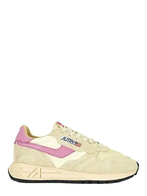AUTRY Reelwind Low Sneaker In Beige - Straw & Chateu Rose