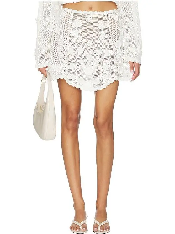 For Love & Lemons Sara Mini Skirt - White