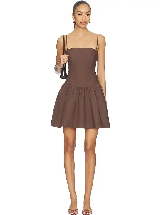 Susana Monaco X Poplin String Smocking Dress - Brown