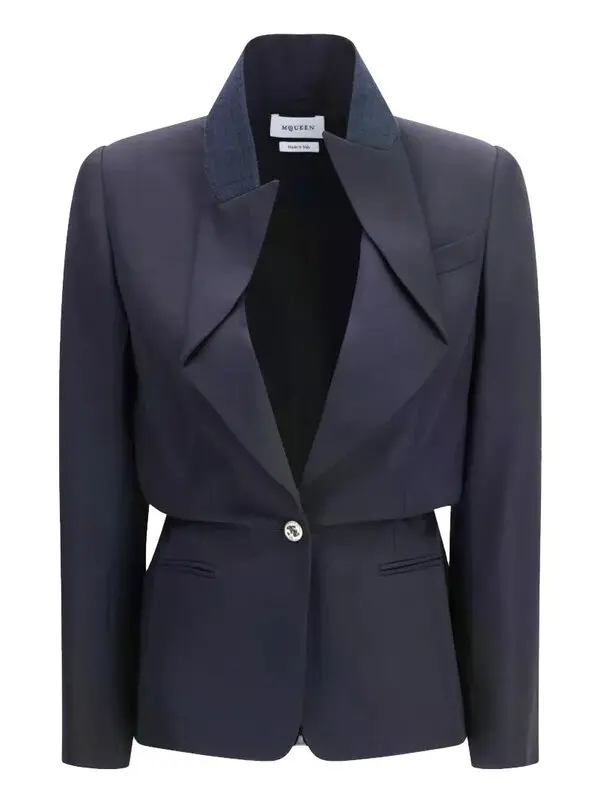Alexander McQueen Folded-lapel Single-breasted Jacket - Blue