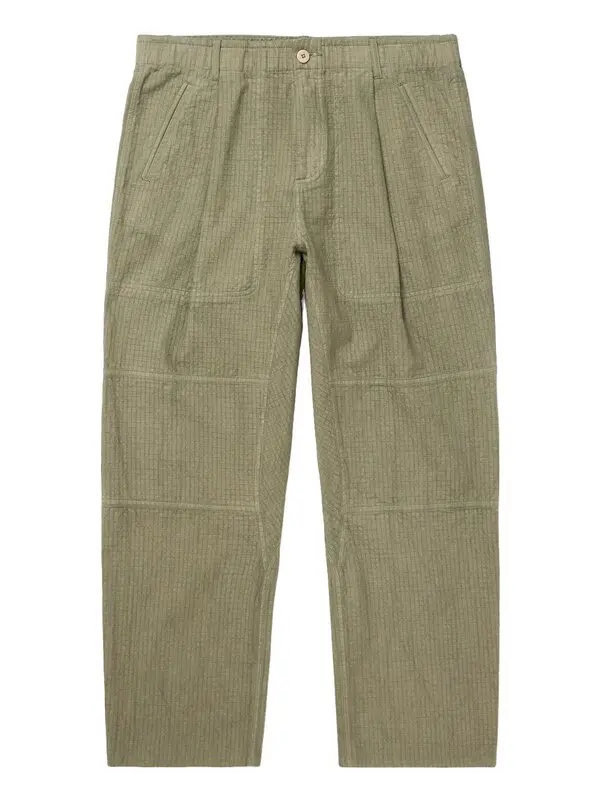 Folk Assembly Straight-leg Cotton-blend Trousers - Green