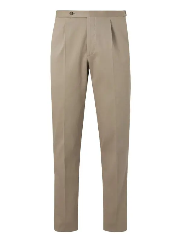DE PETRILLO Cotton-blend Twill Straight-leg Trousers - Neutrals