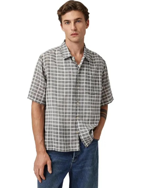 ALLSAINTS Sandy Short Sleeve Check Shirt - Ebony Grey