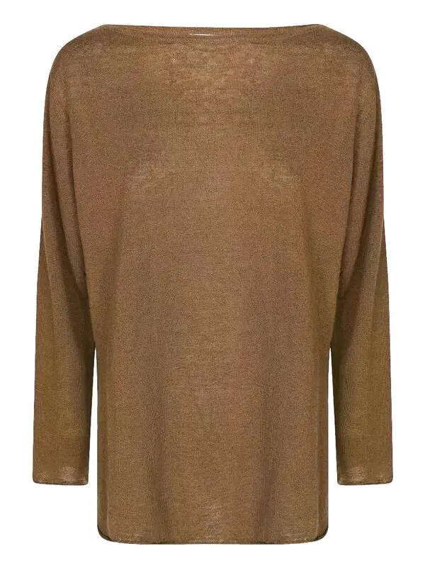 Alpha Studio Linen Neck Over Blouse - Brown